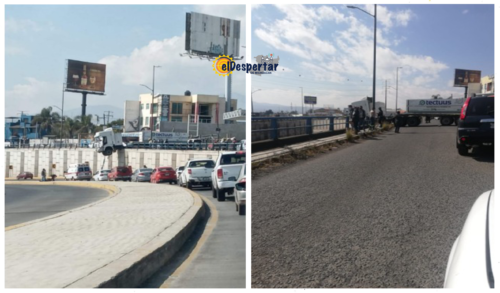 A caray¡¡ Tráiler queda colgado en puente de salida Quiroga.🎥(imágenes ...